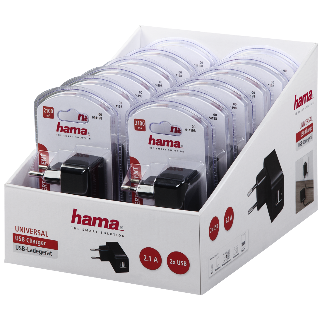 USB reislader 2.1A display 12 stuks | Hama | | Hama