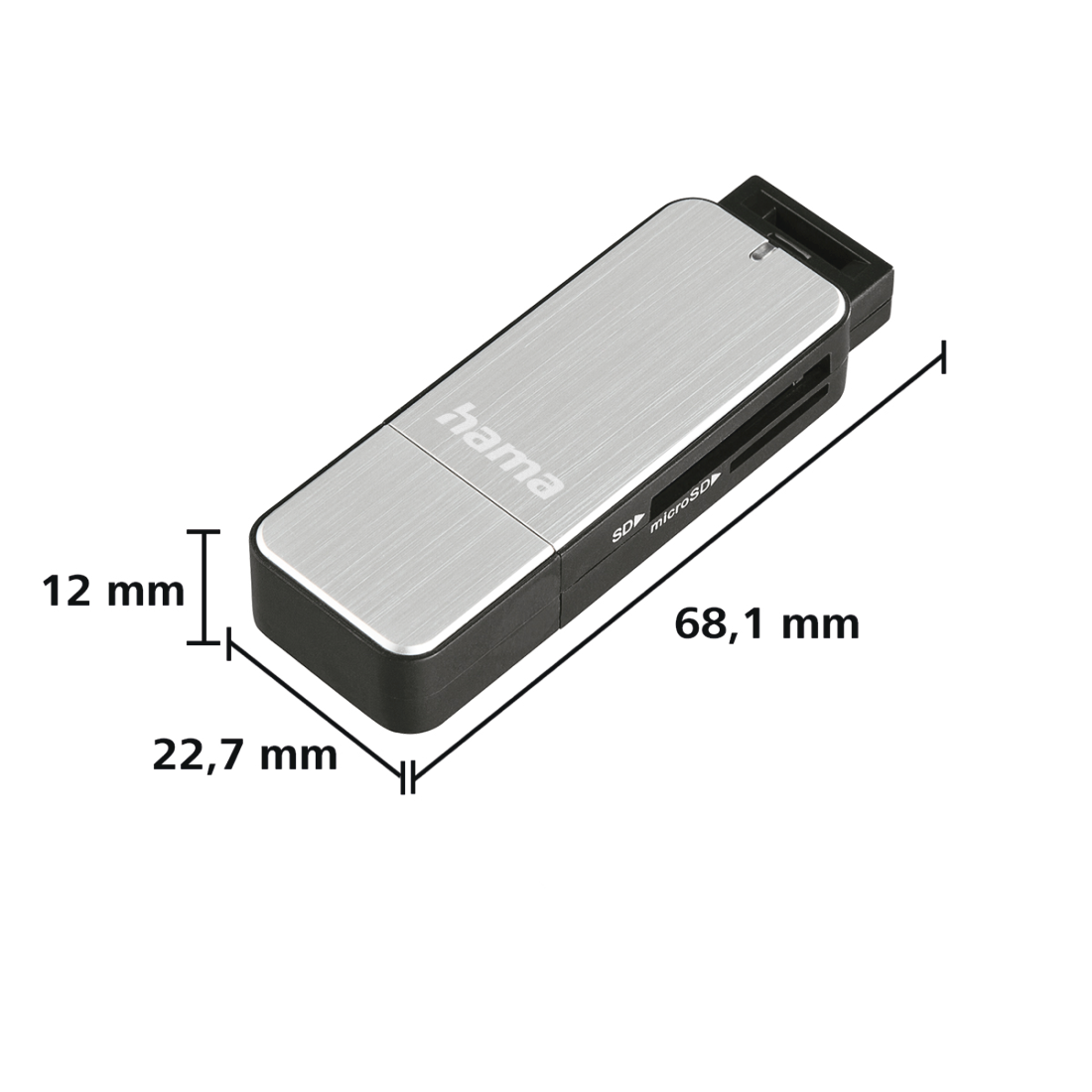 USB 3.0 card reader SD/Micro SD, zilver | Hama